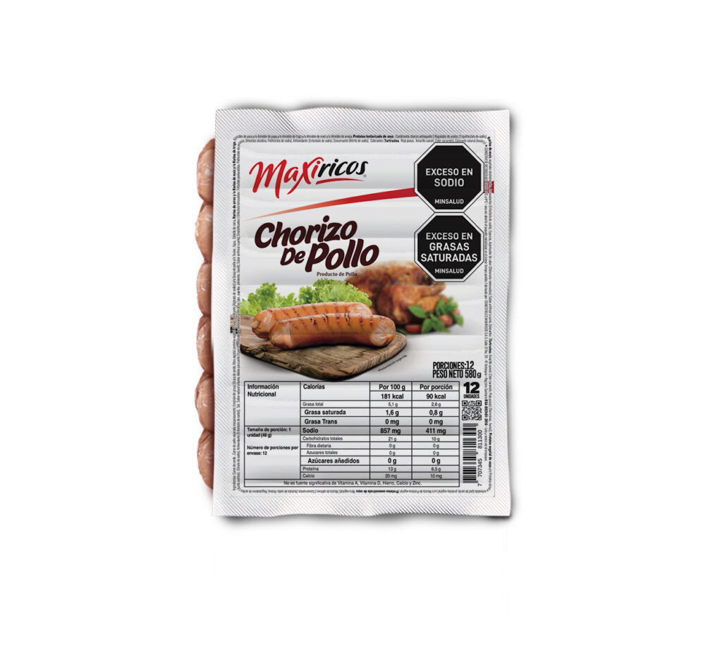 CHORIZO DE POLLO X 12 UND (500 GR) – Maxiricos